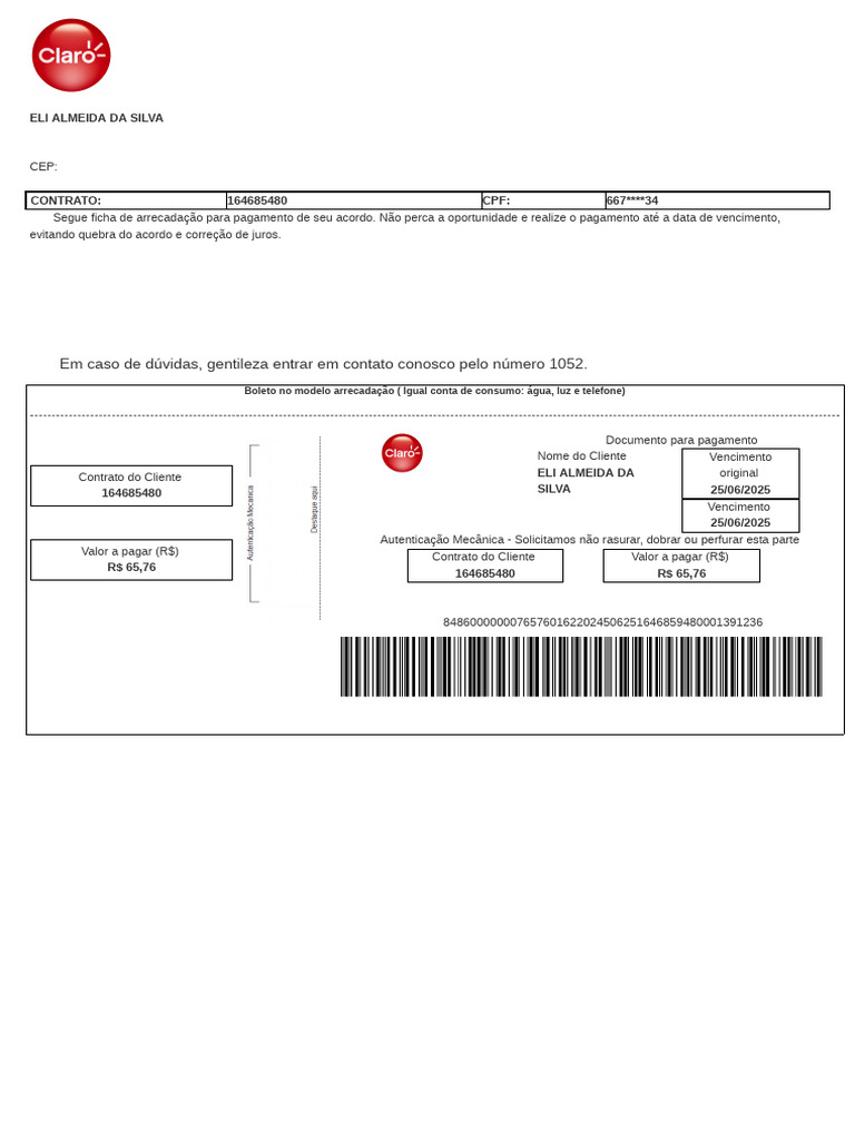 Boleto de Pagamento - Eli Almeida Silva | PDF