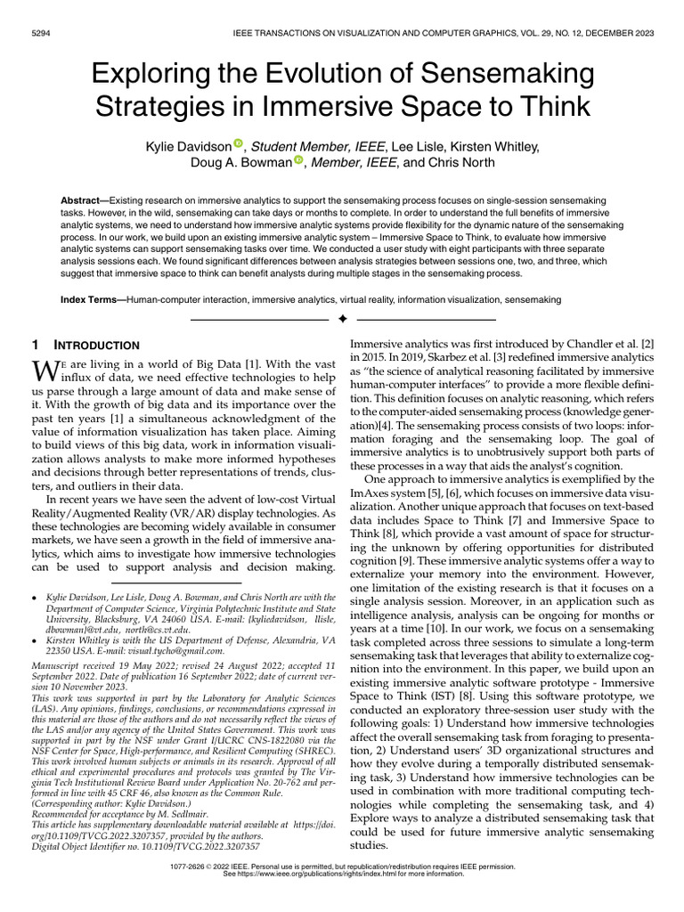 Exploring The Evolution of Sensemaking Strategies in Immersive Space To ...