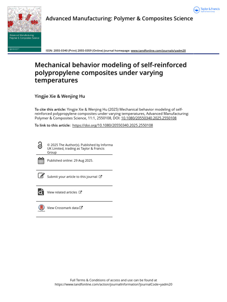 Mechanical Behavior Modeling of Self-Reinforced Polypropylene ...