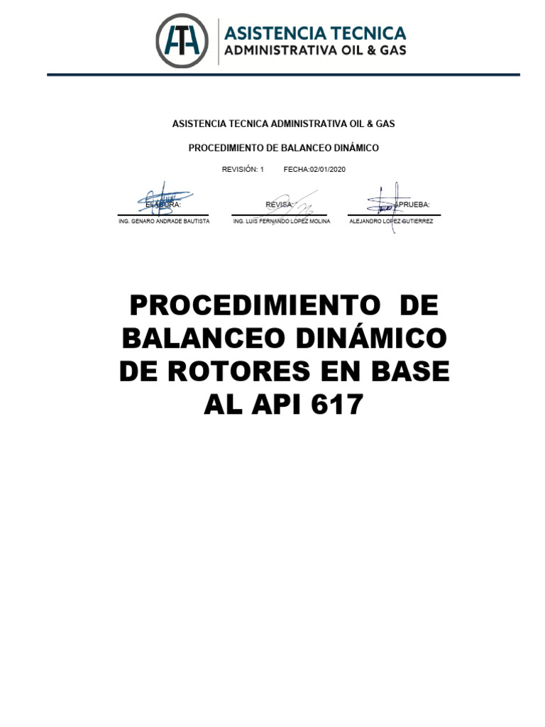 Procedimiento de Balanceo Dinámico | PDF | Velocidad | Ingeniería mecánica