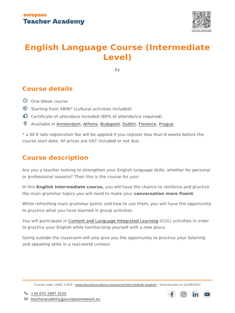 Intermediate English Course for Teachers | PDF | English Language ...