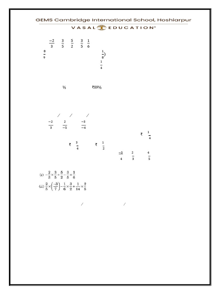 Worksheet 2 Rational Numbers | PDF