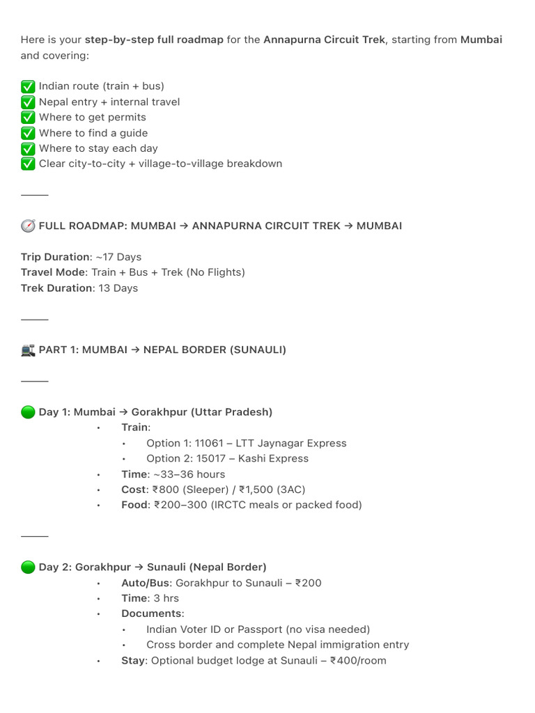 Here Is Your Step-By-step Full Roadmap For The Annapurna Circuit Trek | PDF