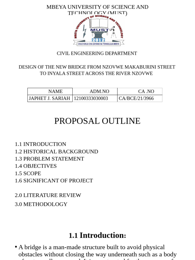 Nzovwe River Bridge Design Proposal | PDF | Discharge (Hydrology) | Bridge