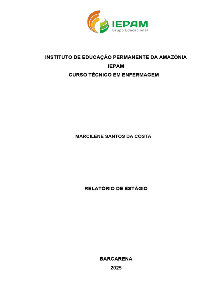 marcilene relatório ok | PDF | Enfermagem | Aprendizado