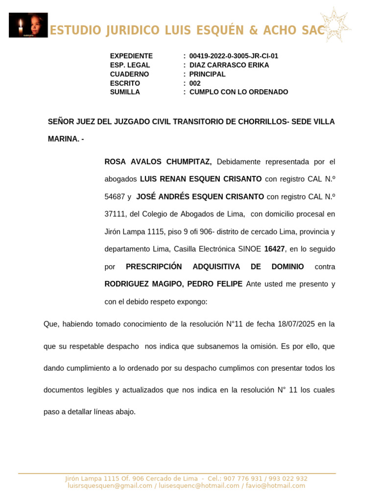 Cumplo Con Lo Ordenado - Chumpitaz Avalos Rosa | PDF