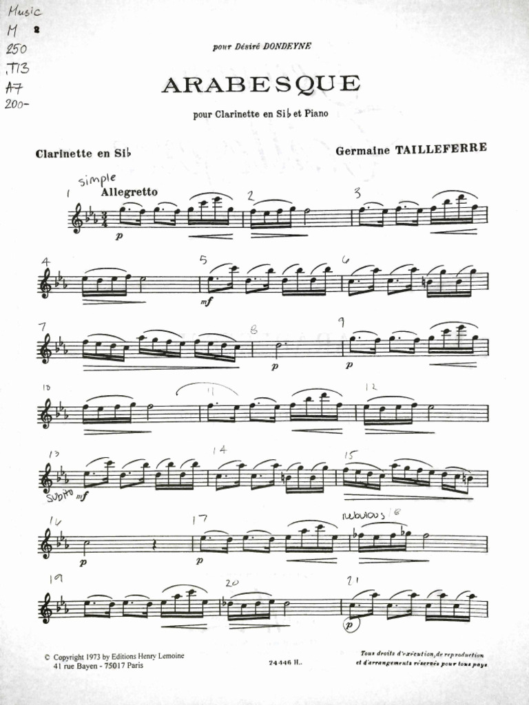 Arabesque (Clarinet) | PDF