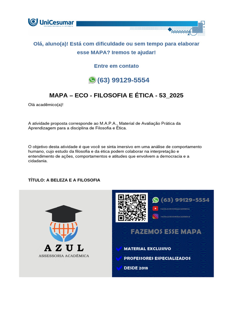 Mapa - Eco - Filosofia e Ética - 53 - 2025 | PDF | Beleza | Estética