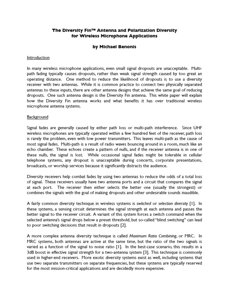 (RF Venue) Diversity Fin Antenna and Polarization Diversity (Michael ...