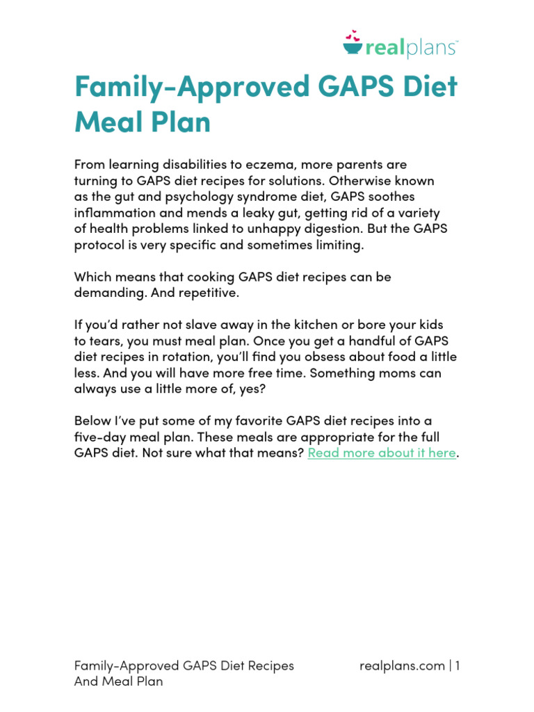 RP GAPS Diet Meal Plan | PDF | Soup | Teaspoon