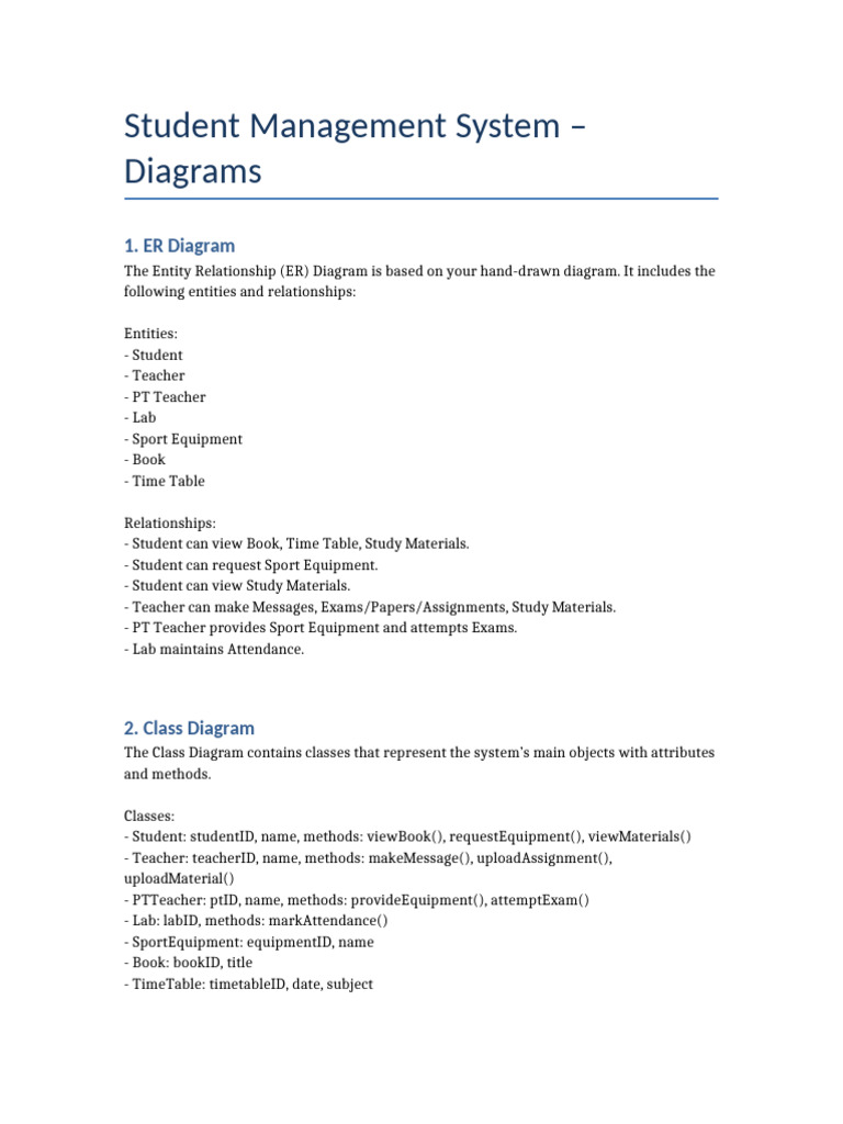 ER Diagram for Student Management System | PDF