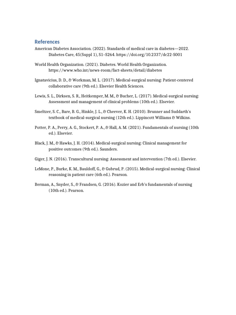 Essential Nursing References for Diabetes Care | PDF