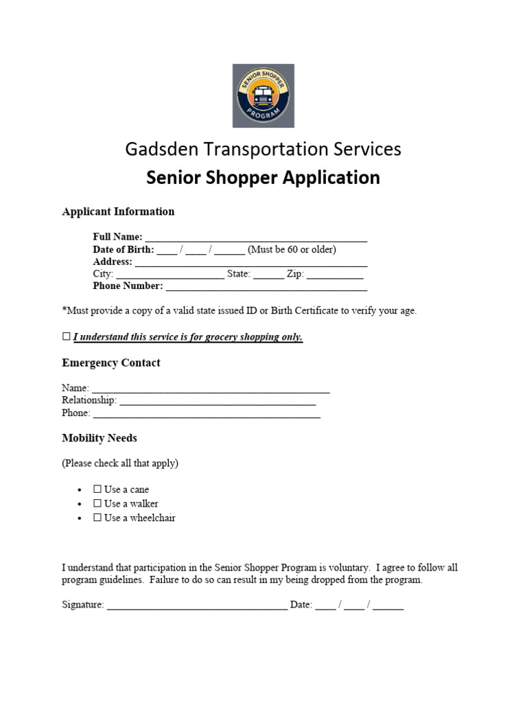 Senior Shopper Application | PDF