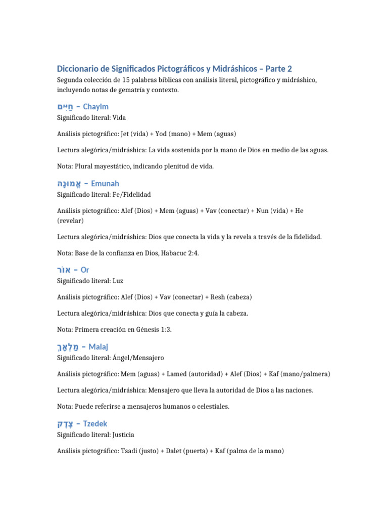 Diccionario Pictografico Midrashico Parte2 | PDF | Libros de la Biblia ...