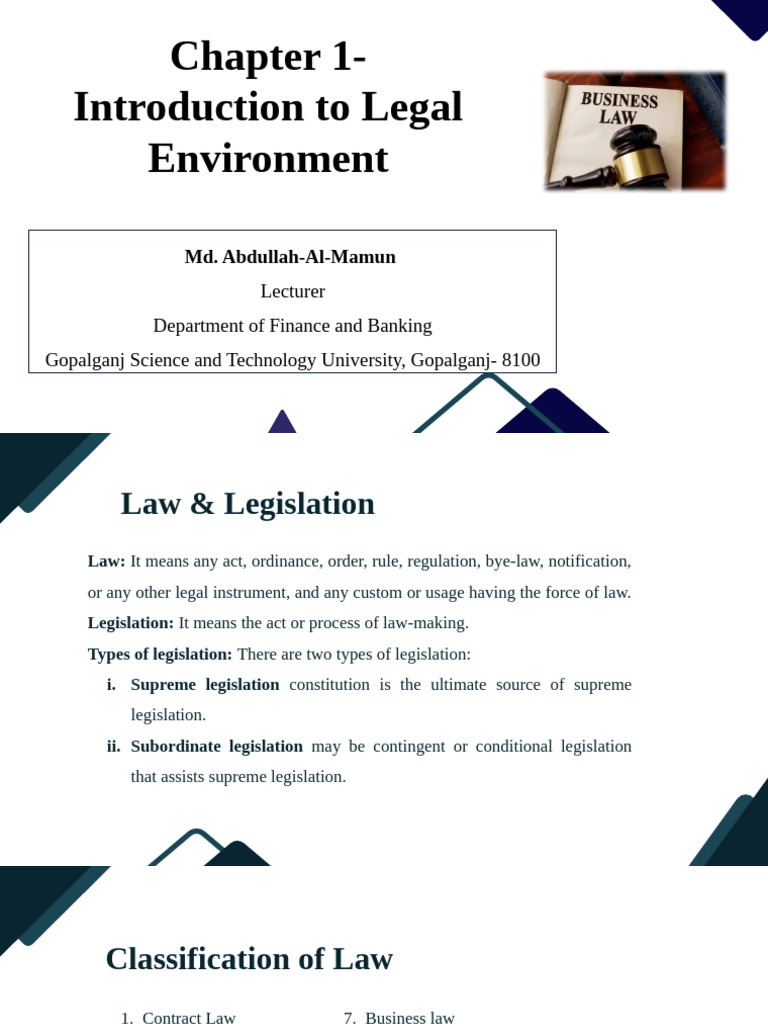 Overview of Legal Environment Types | PDF | Equity (Law) | Tort