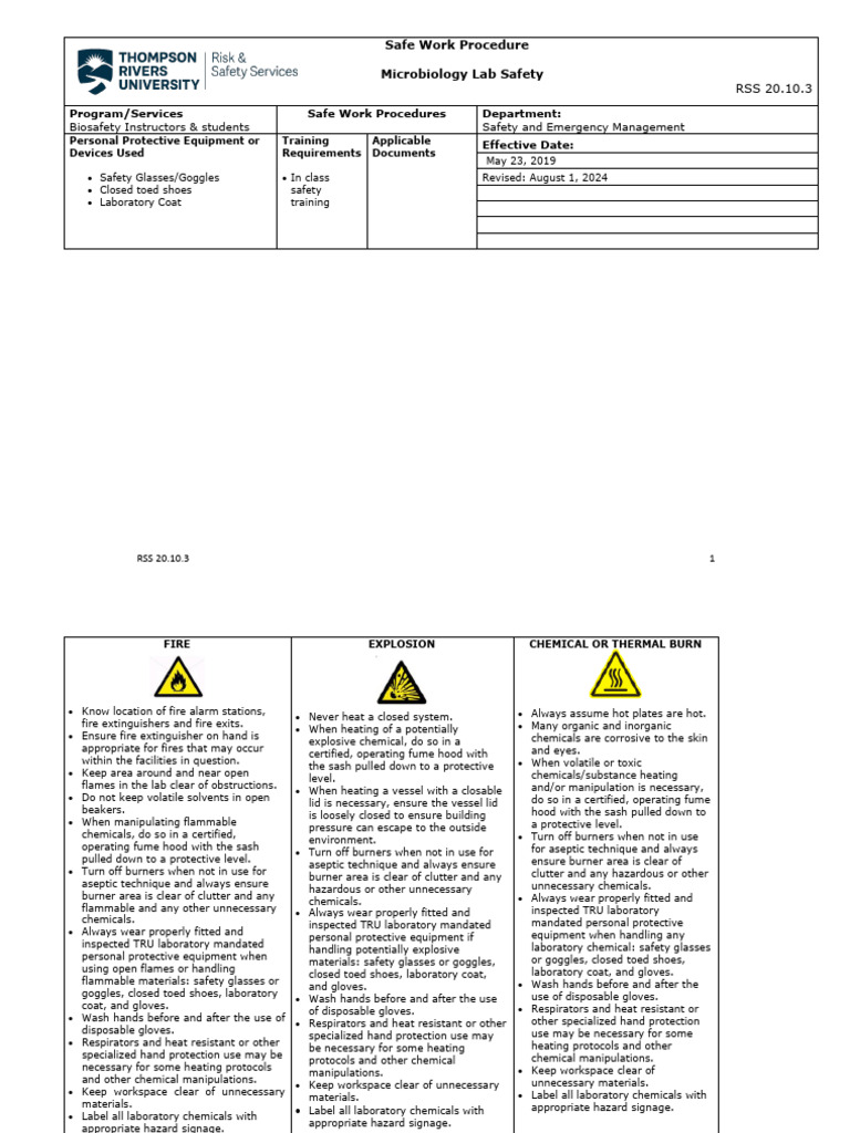 Microbiology Lab Safety39696 | PDF | Personal Protective Equipment ...