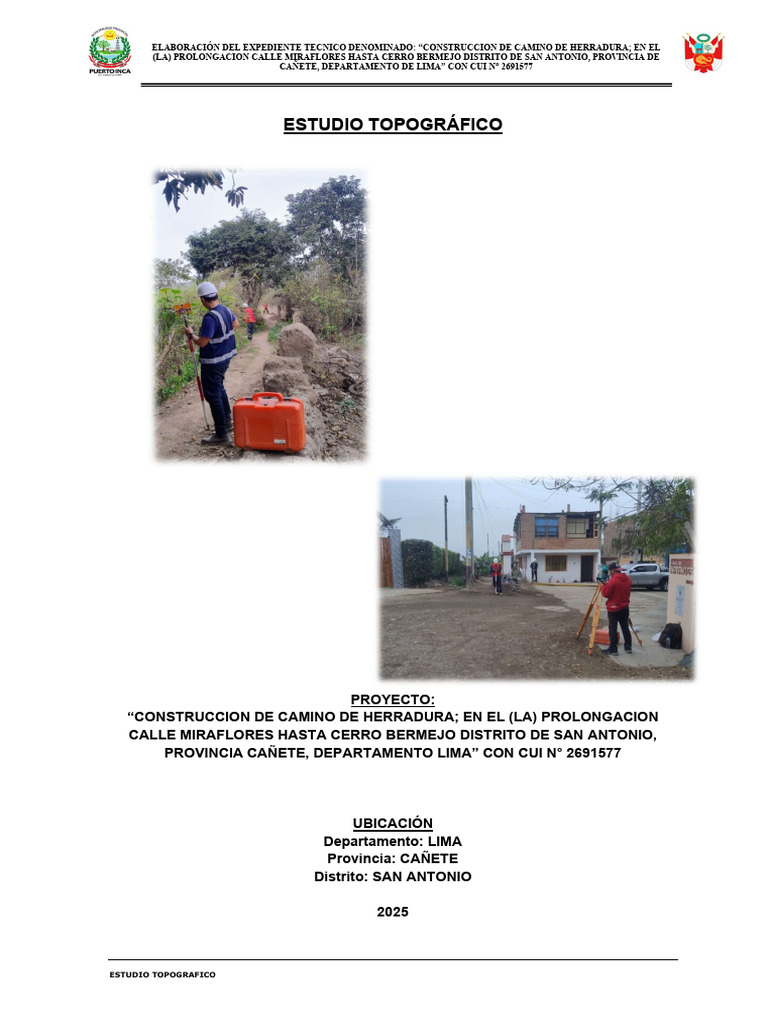 Informe Topografico Trocha Carrozable | PDF | Topografía | Tecnología geográfica