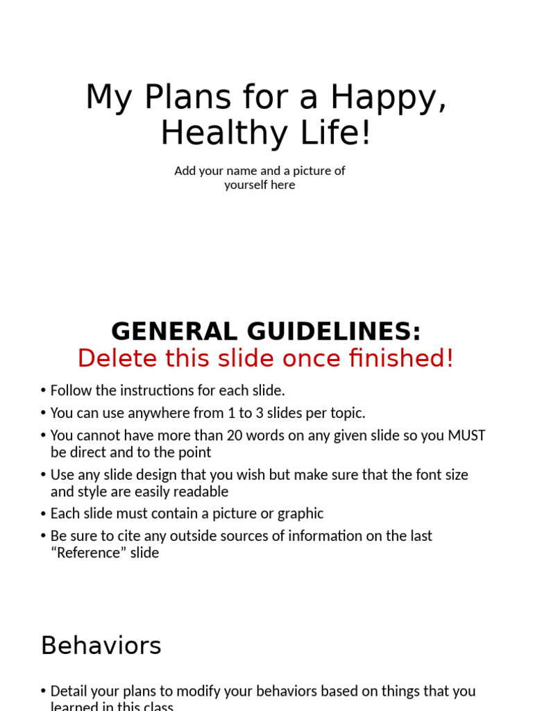 My Happy, Healthy Life Plan | PDF