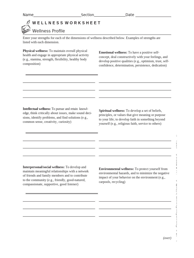 Wellness Profile Worksheet Guide | PDF | Sexual Orientation | Cognition