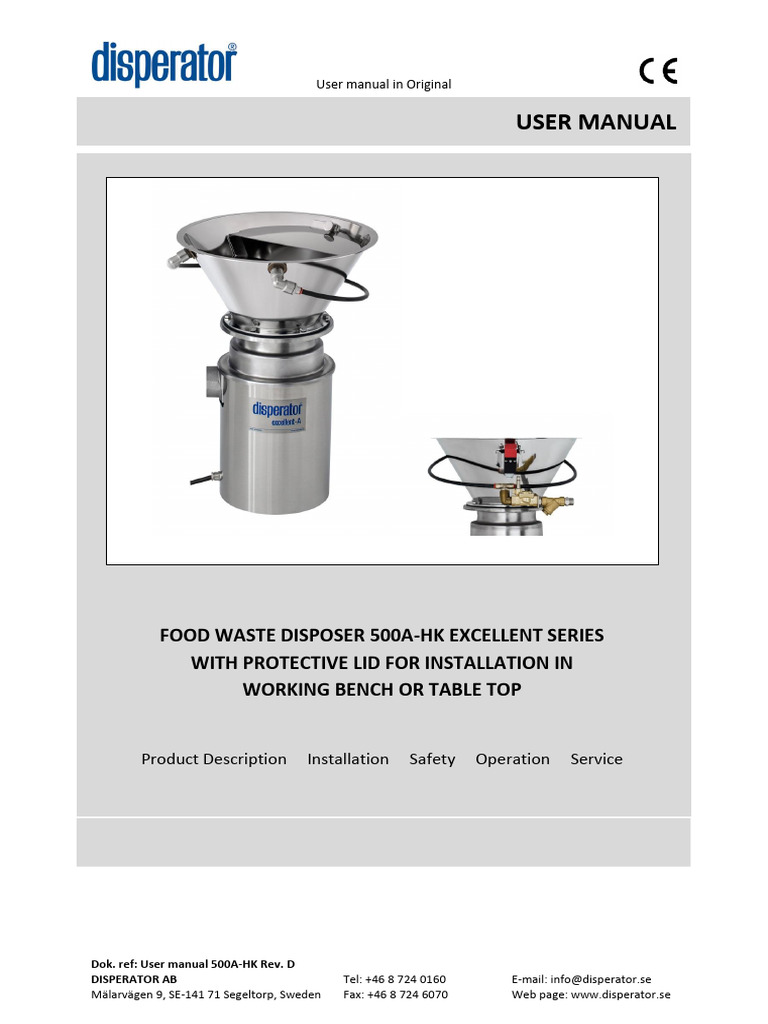 Food Waste Macerator Manual NB-0-771-444 | PDF | Valve | Pipe (Fluid ...