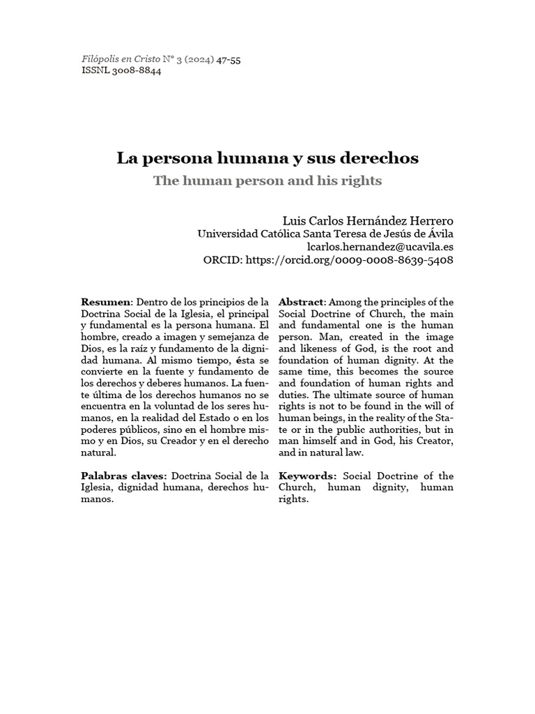 La Persona Humana y Sus Derechos | PDF | Derechos humanos | Dignidad