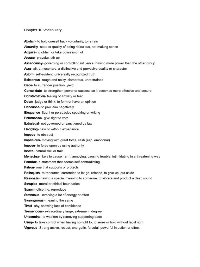 AP Chapter 10 Vocab | PDF
