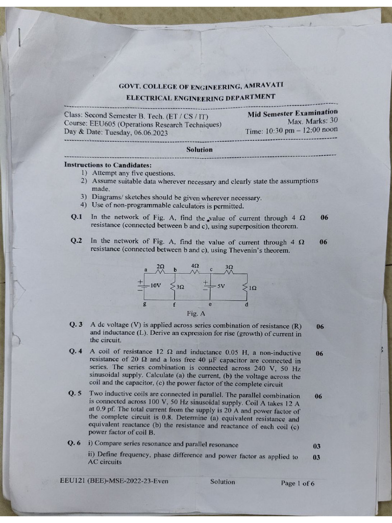 BEE Papers Solutions | PDF