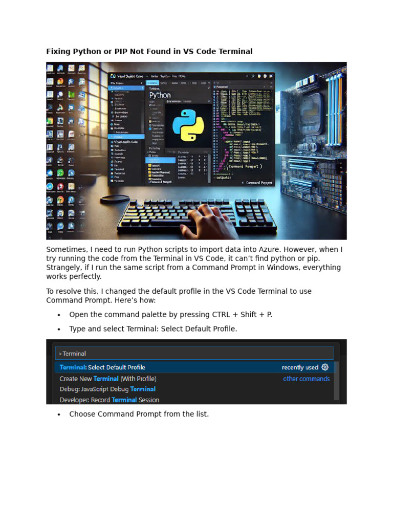 Fixing Python or PIP Not Found in Vs Code Terminal | PDF