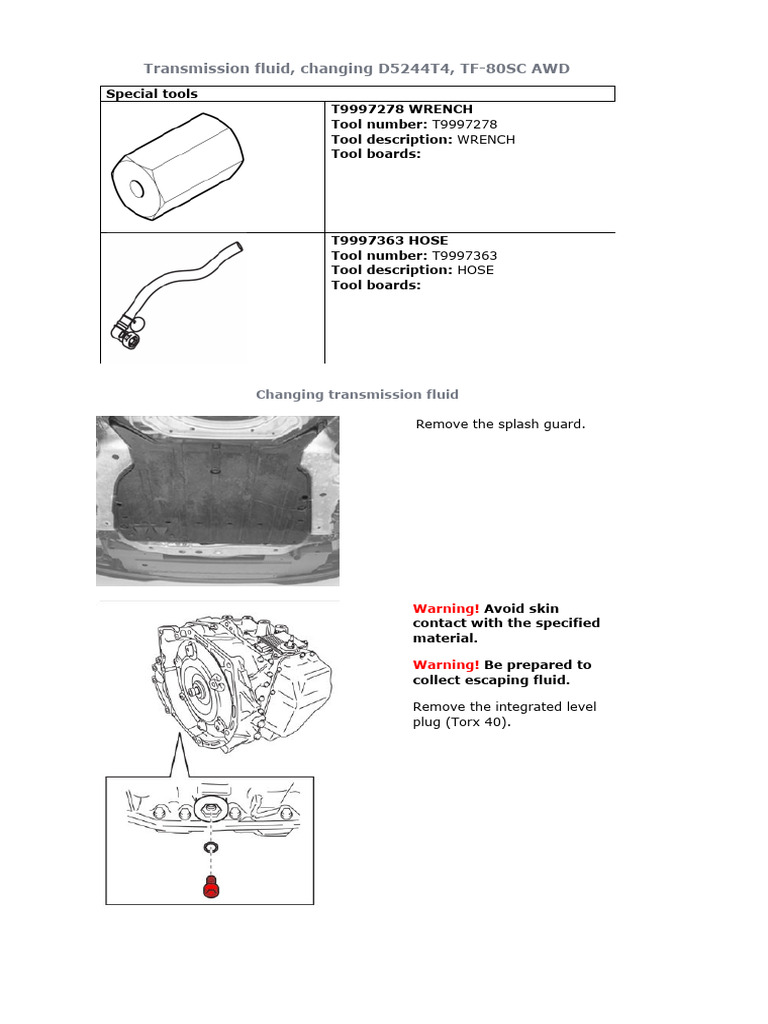 Transmission Fluid Changing TF-80SC AWD | PDF | Manufactured Goods ...