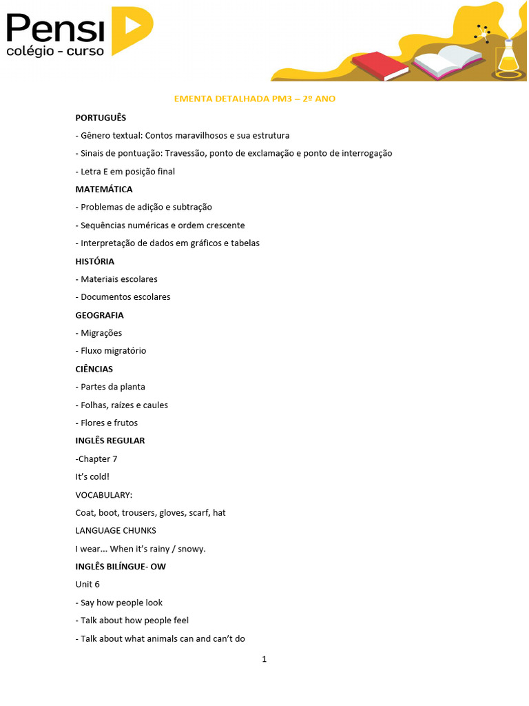 Ementa Detalhada PM3 2º Ano | PDF