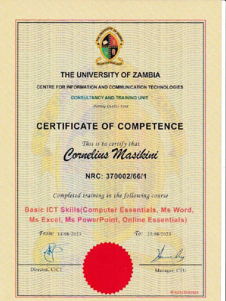 Basic Ict Certificate - 0001-Compressed | PDF