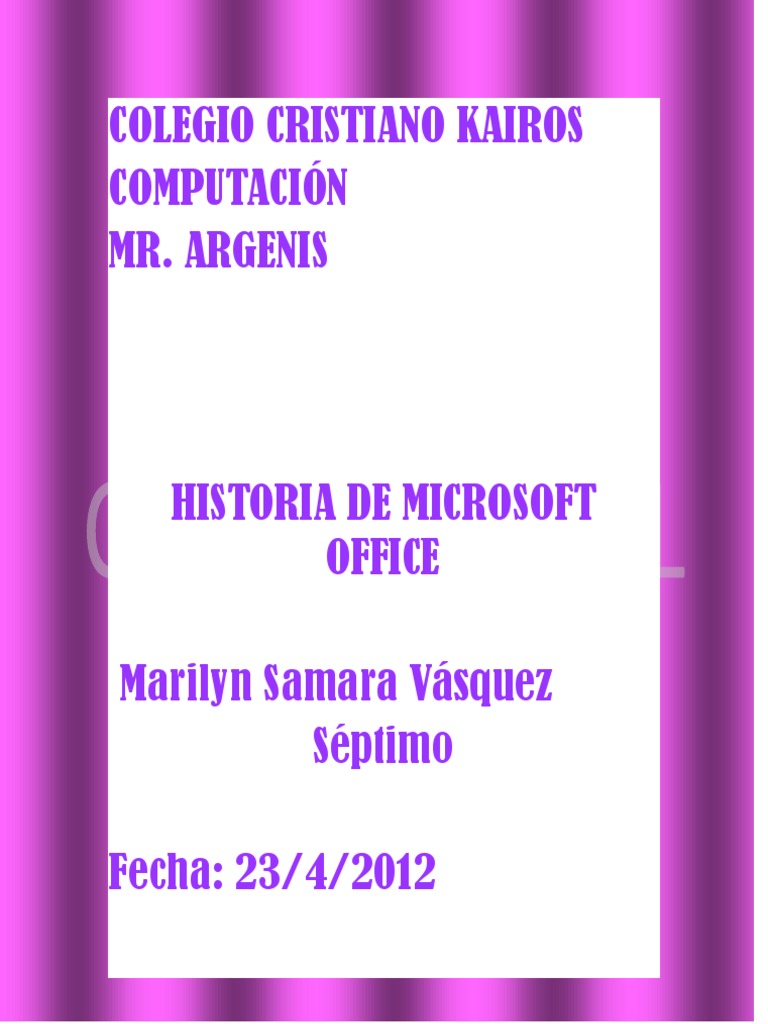 Historia de Microsoft Office | PDF | Microsoft Office | Equipo de oficina