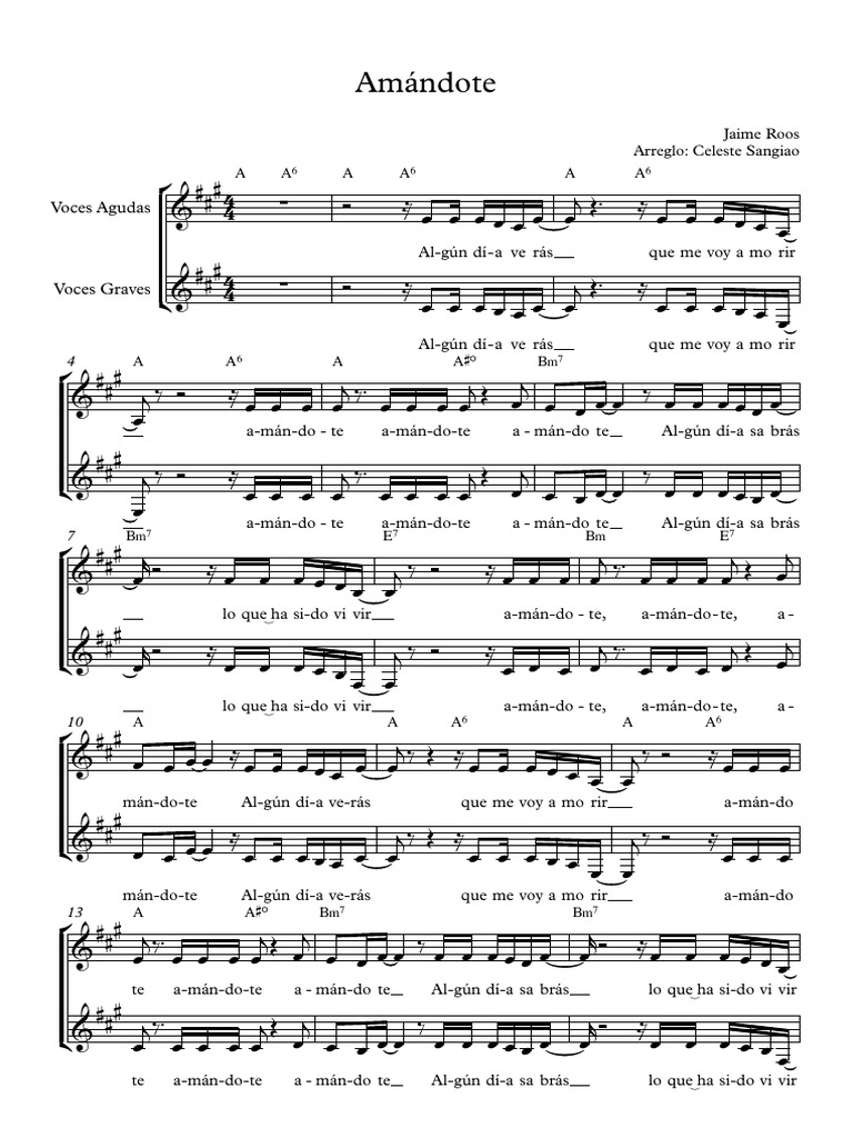 Amándote - Partitura completa | PDF