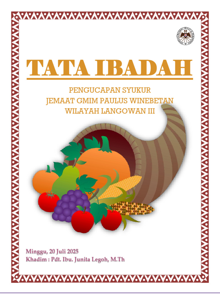 Tata Ibadah Pengucapan Syukur Minahasa (0725) | PDF