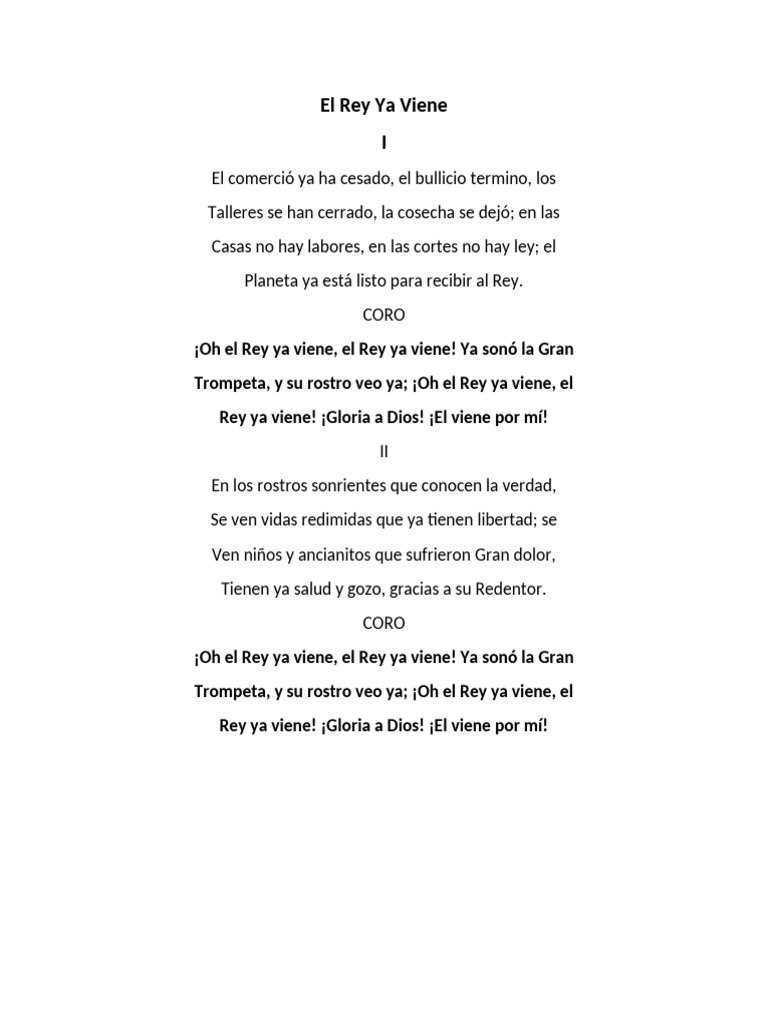 El Rey Ya Viene: Mensaje de Esperanza | PDF