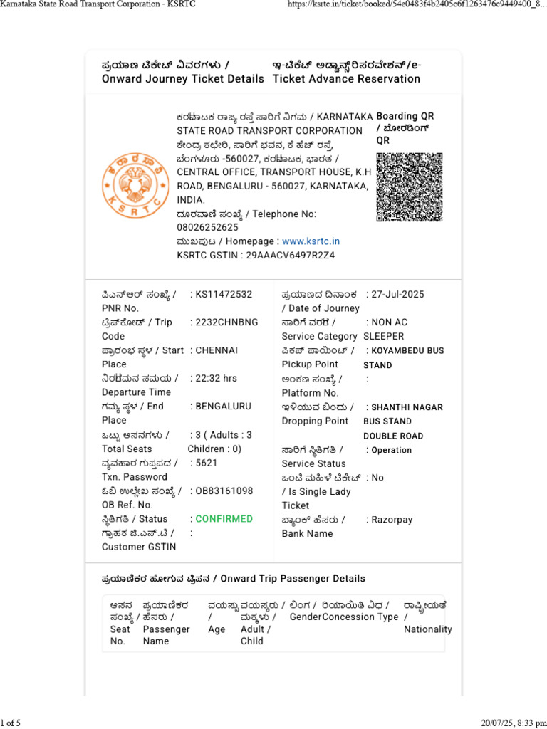 Karnataka State Road Transport Corporation - KSRTC | PDF