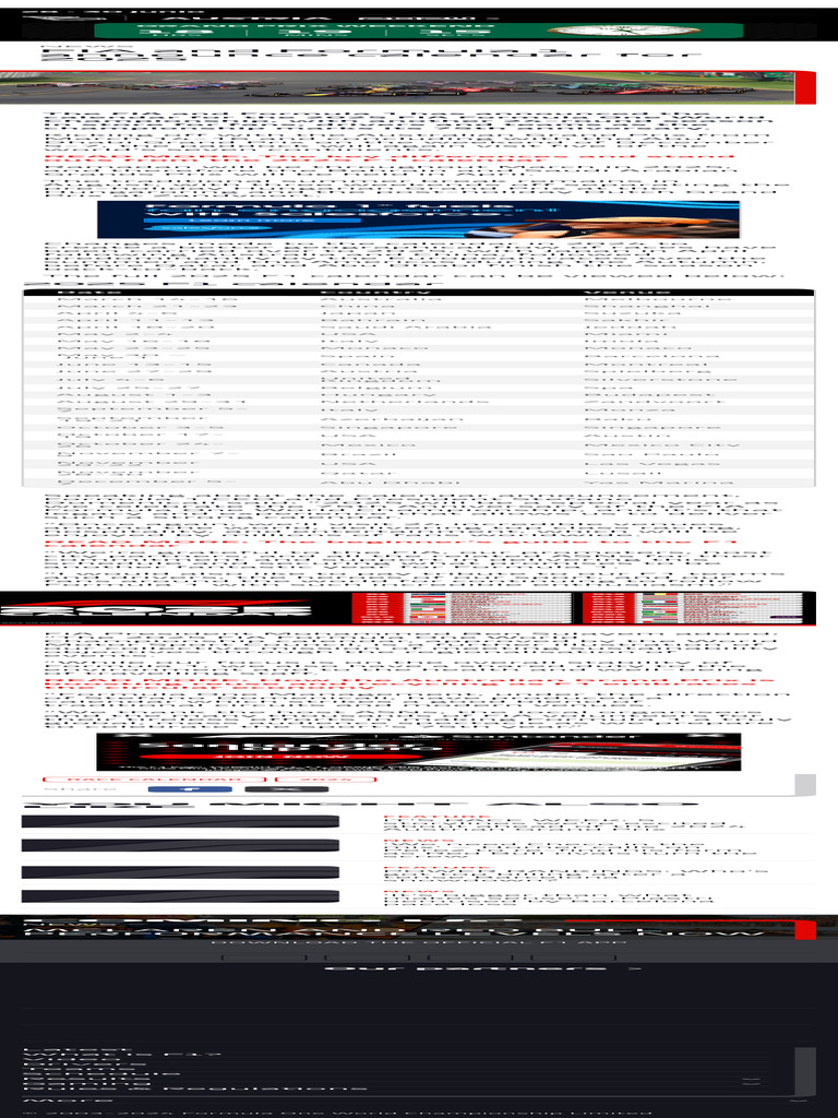 2025 Formula 1 Race Calendar Announced Pdf Formula One World Auto