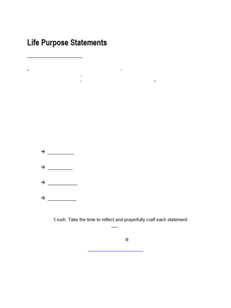 Crafting Your Life Purpose Statements | PDF | God | Spirituality