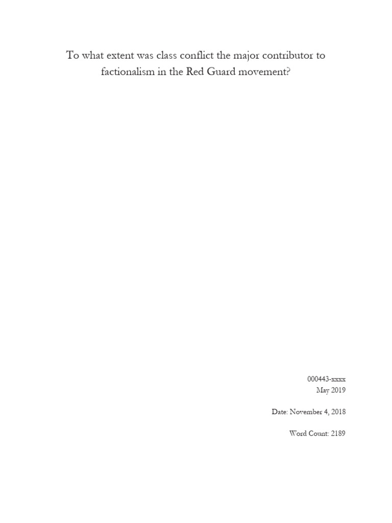 Sample History IA 2019 CW | PDF | Cultural Revolution | Mao Zedong