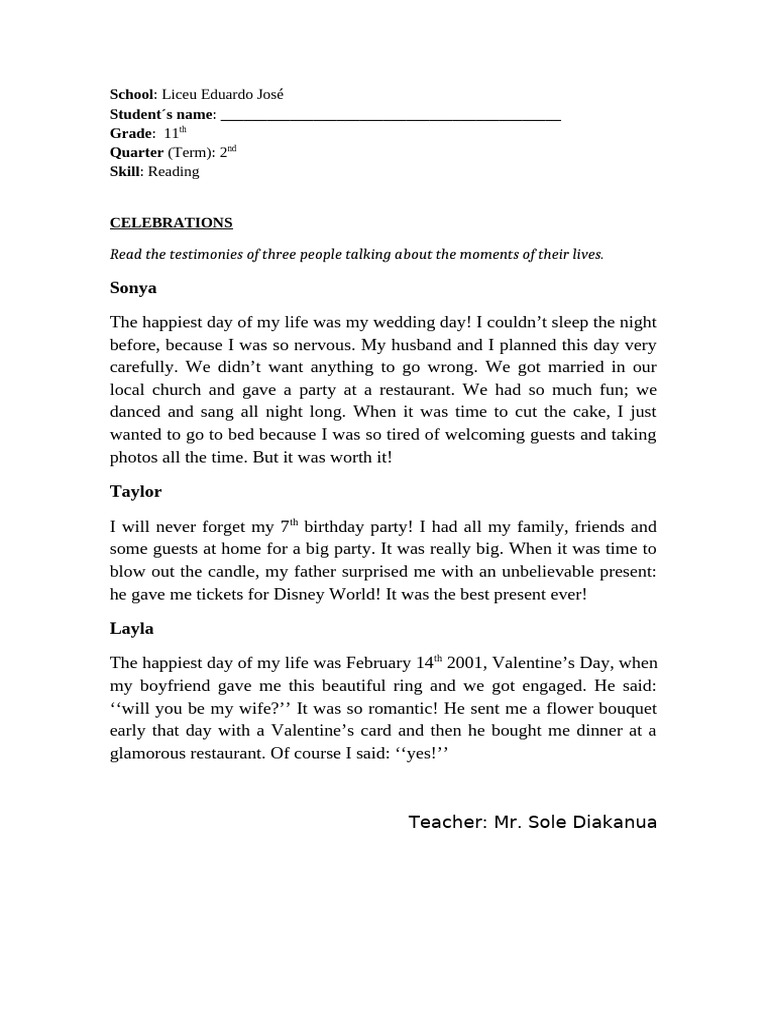 Memorable Life Celebrations Testimonies | PDF