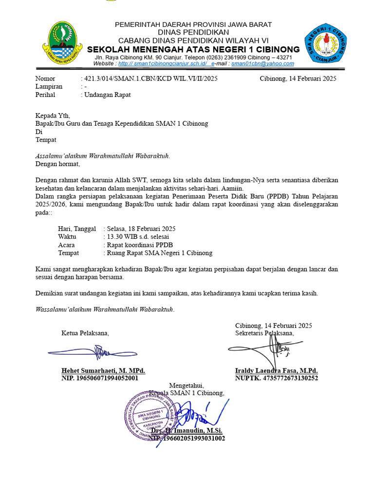 Undangan rapat PPDB | PDF