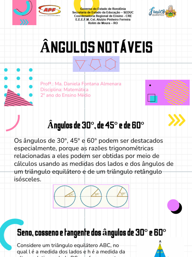 Ângulos Notáveis: 30°, 45° e 60° | PDF | Triângulo | Trigonometria