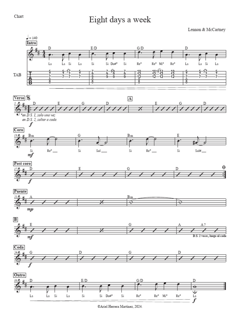 Eight Days a Week: A Musical Chart | PDF