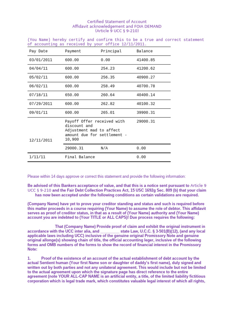 Certified Statement of Account 2 | PDF | Negotiable Instrument | Payments