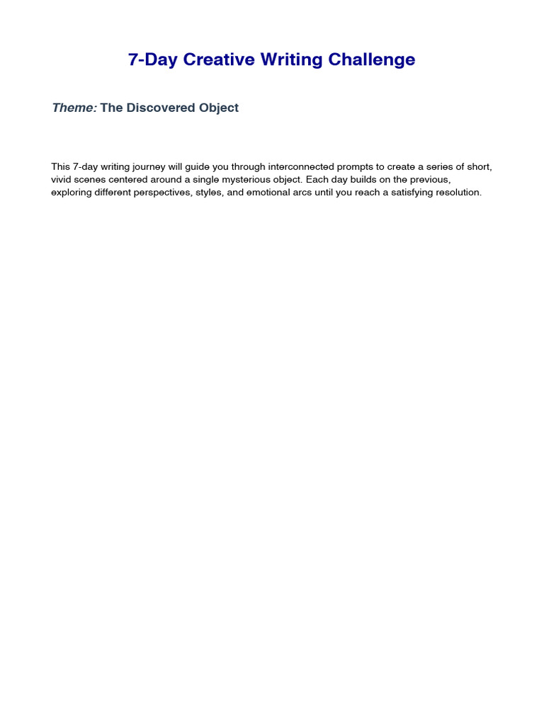 7 Day Creative Writing Challenge! | PDF