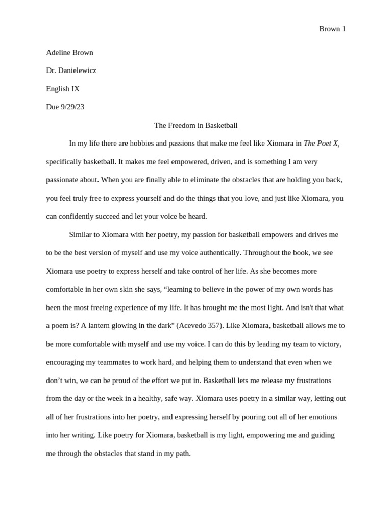 Brown - Poet X - Personal Essay 2 | PDF | Essays