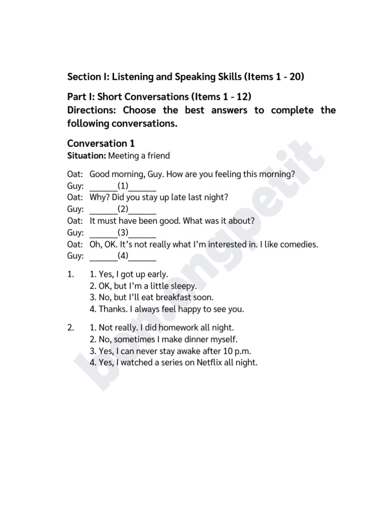 ข้อสอบ A-level 66 | PDF | Nonverbal Communication | Cats