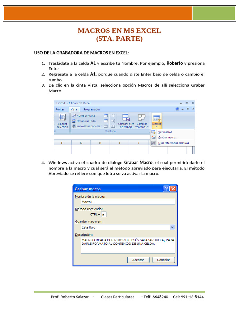 Macros en Ms Excel Clase 5 | PDF | Botón (Computación) | Microsoft Excel