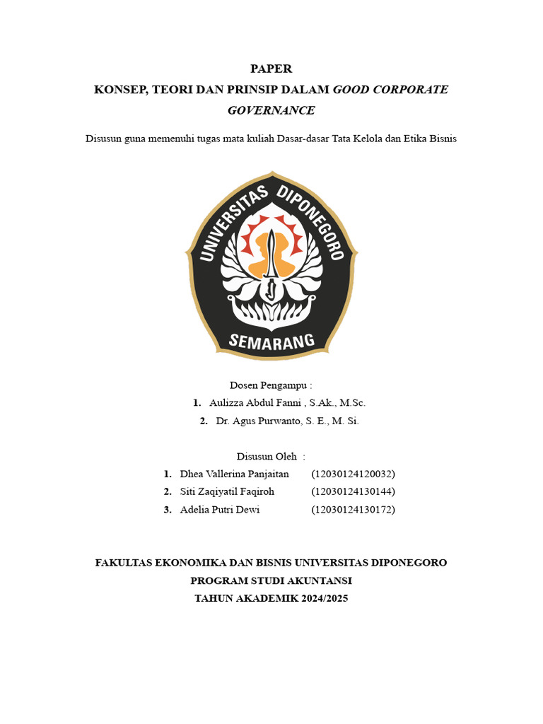 Konsep, Teori, Dan Prinsip GCG | PDF