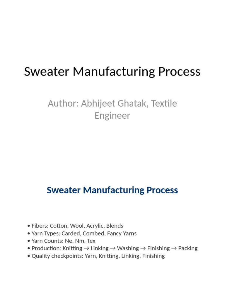 1 Sweater Manufacturing Process | PDF